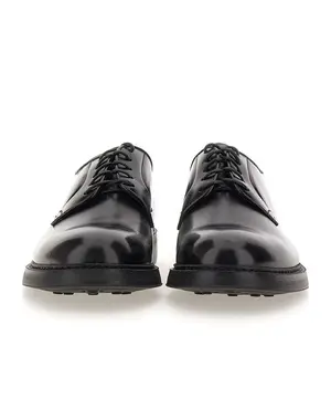 DOUCAL'S Round-toe Lace-up Derby Shoes - Black