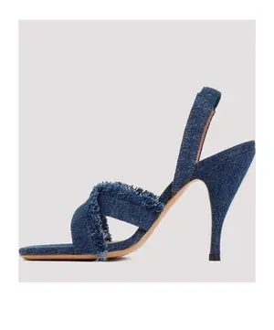 Off-White Open Toe Denim High Heel Sandals