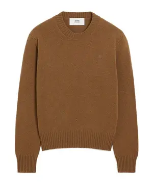 AMI Paris De Coeur Crew Neck Sweater - Brown