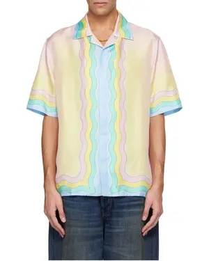 Casablanca Short-sleeved Satin Shirt - Nude