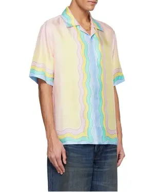 Casablanca Short-sleeved Satin Shirt - Nude