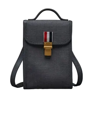 Thom Browne Twill Phone Holder Crossbody Bag - Medium Gray