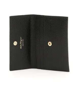 FERRAGAMO Vara Bow Detailed Foldover Card Case - Black