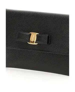 FERRAGAMO Vara Bow Detailed Foldover Card Case - Black