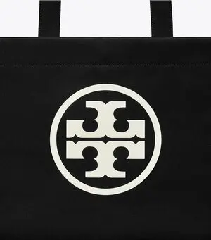 Tory Burch Ella Double T Logo Detailed Tote Bag - Black