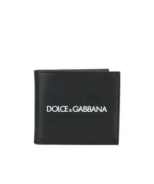 Dolce & Gabbana Dolce Gabbana Logo Print Bifold Wallet - Black