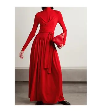 Proenza Schouler Long Sleeve Pleated Maxi Dress