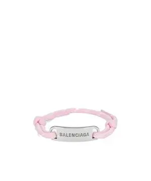 Balenciaga Logo Plaque Shoelace Bracelet - Pink