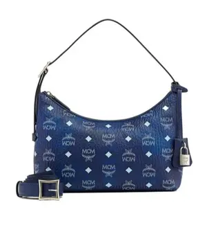Mcm Aren Visetos Zipped Crossbody Bag - Blue