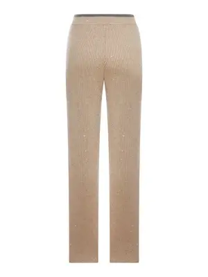 Brunello Cucinelli Ribbed-knit Embellished Trousers