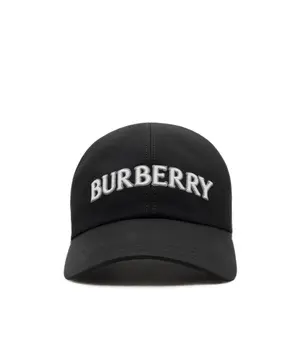 Burberry Logo Gabardine Baseball Cap - Black