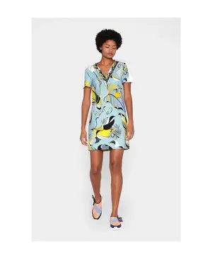 Emilio Pucci V-neck Short Sleeve Tropical Print Dress