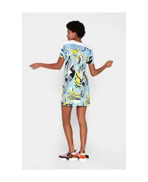 Emilio Pucci V-neck Short Sleeve Tropical Print Dress