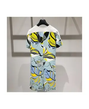 Emilio Pucci V-neck Short Sleeve Tropical Print Dress