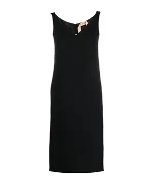 N.21 Sleeveless V-neck Ruched-strap Midi Dress