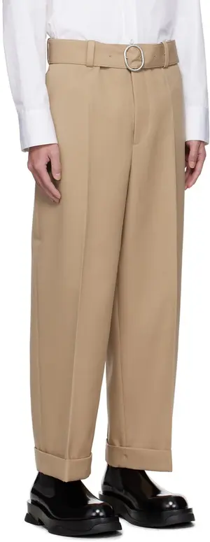 JIL SANDER Belted Trousers - Nude