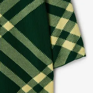 Burberry Vintage Check Ribbed Short Sleeved Polo Shirt - Green