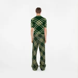 Burberry Vintage Check Ribbed Short Sleeved Polo Shirt - Green