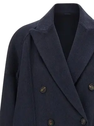 Brunello Cucinelli Double Breasted Long Sleeved Coat - Blue