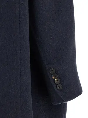 Brunello Cucinelli Double Breasted Long Sleeved Coat - Blue