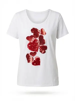 Sportmax Embellished Heart T-shirt - Gray