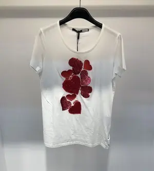 Sportmax Embellished Heart T-shirt - Gray