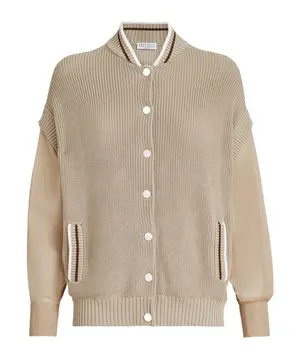 Brunello Cucinelli Striped Trim Knitted Cardigan