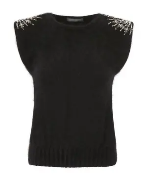 Alberta Ferretti Rabbit Hair Embellished Pullover
