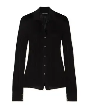 TOM FORD Fine Ribbed Polo Collar Shirt