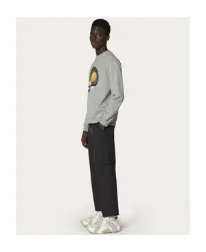 Valentino Garavani Grey Printed Round-neck Sweater