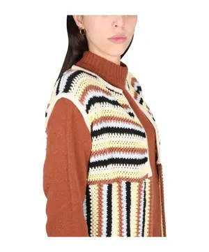 ALYSI Striped Knitted Gilet