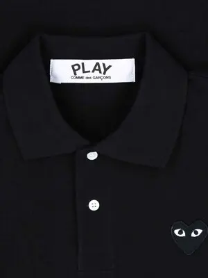 Play Comme Des Garcon Comme Des Garçons Play Logo Patch Short Sleeved Polo Shirt - Black
