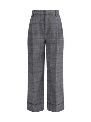 Brunello Cucinelli Houndstooth Plaid Tailored Trousers