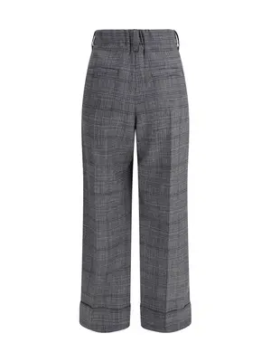 Brunello Cucinelli Houndstooth Plaid Tailored Trousers