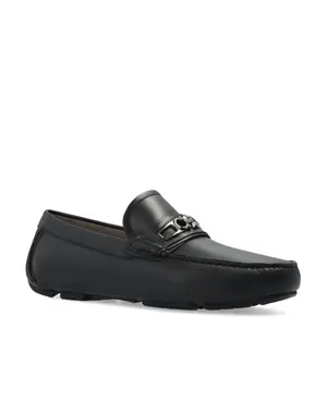 FERRAGAMO Logo Detail Loafers - Black