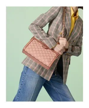 Gucci Ophidia Gg Supreme Shoulder Bag - Pink