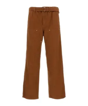 Sacai X Carhartt Wip Logo Patch Belted Pants - Brown