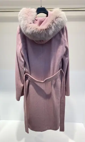 Max Mara Long Hooded Coat With Waist Straps