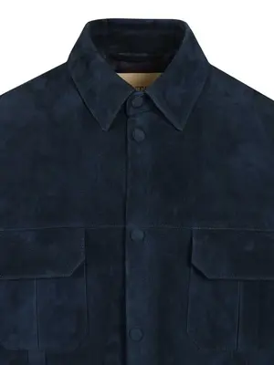 Valentino Garavani Vgold Velour Leather Jacket - Navy Blue