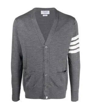 Thom Browne 4-bar V-neck Knitted Cardigan