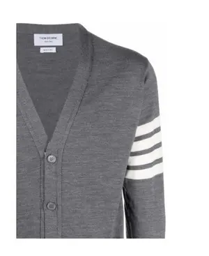 Thom Browne 4-bar V-neck Knitted Cardigan