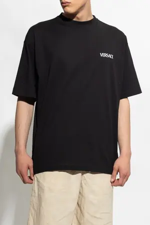 Versace Logo-printed Crewneck T-shirt - Black