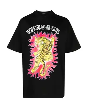 Versace Roar-print Cotton T-shirt - Black