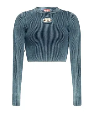 DIESEL® Oval D Rib-knit Cropped Top - Blue