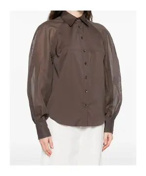 Brunello Cucinelli Sheer-panel Long-sleeve Shirt