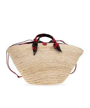 Dolce & Gabbana Raffia Shopper Bag With Logo Detail