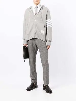 Thom Browne Classic Loopback 4-bar Zip-up Hoodie - Light Gray
