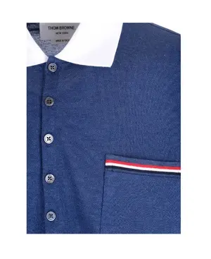 Thom Browne Logo Patch Stripe-detailed Polo Shirt