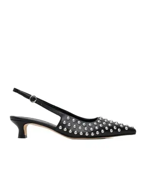 AeydĒ Catrina Studded Leather Slingback Pumps - Black