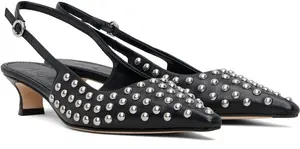 AeydĒ Catrina Studded Leather Slingback Pumps - Black